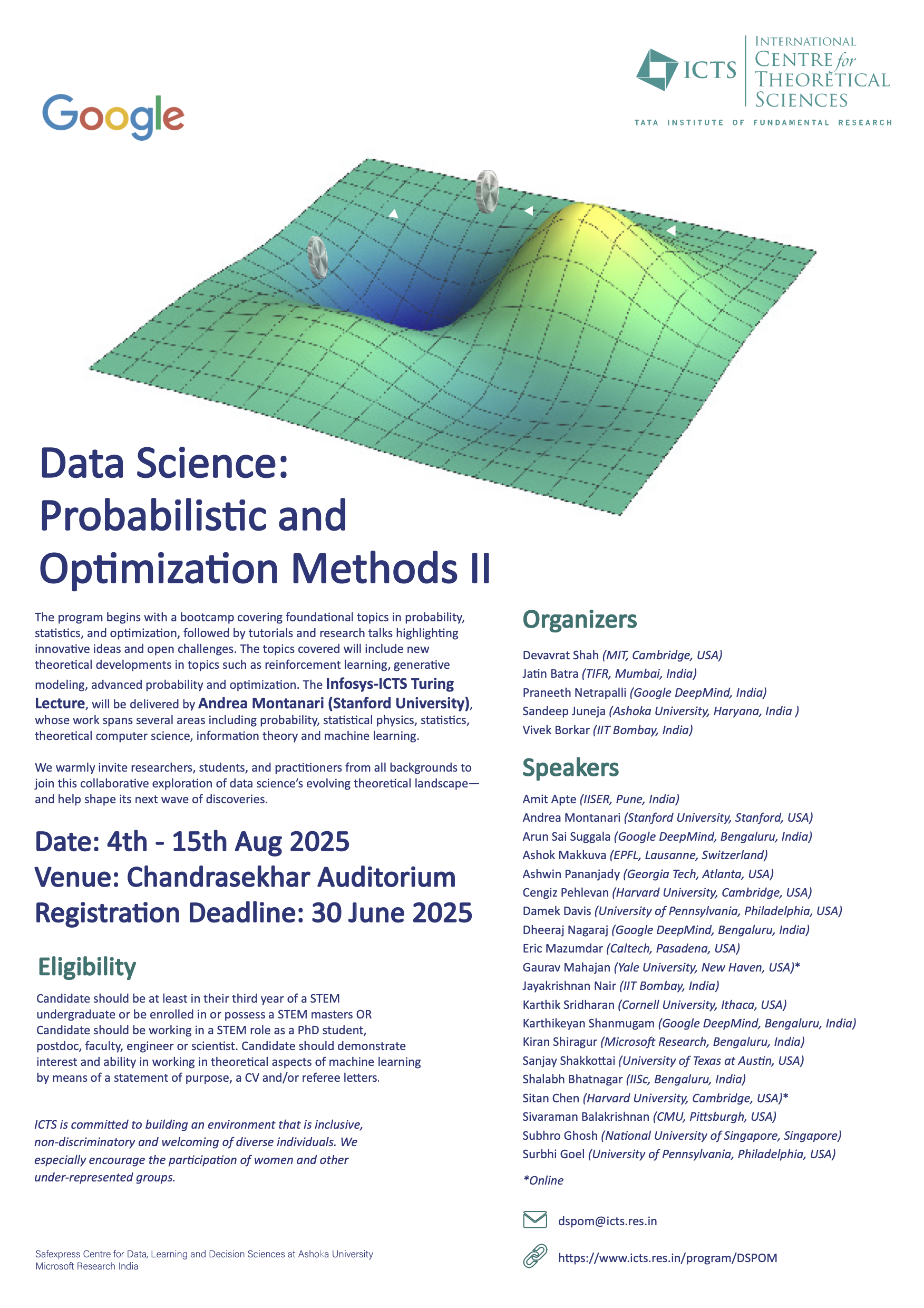 Data Science: Probabilistic and Optimization Methods II | ICTS